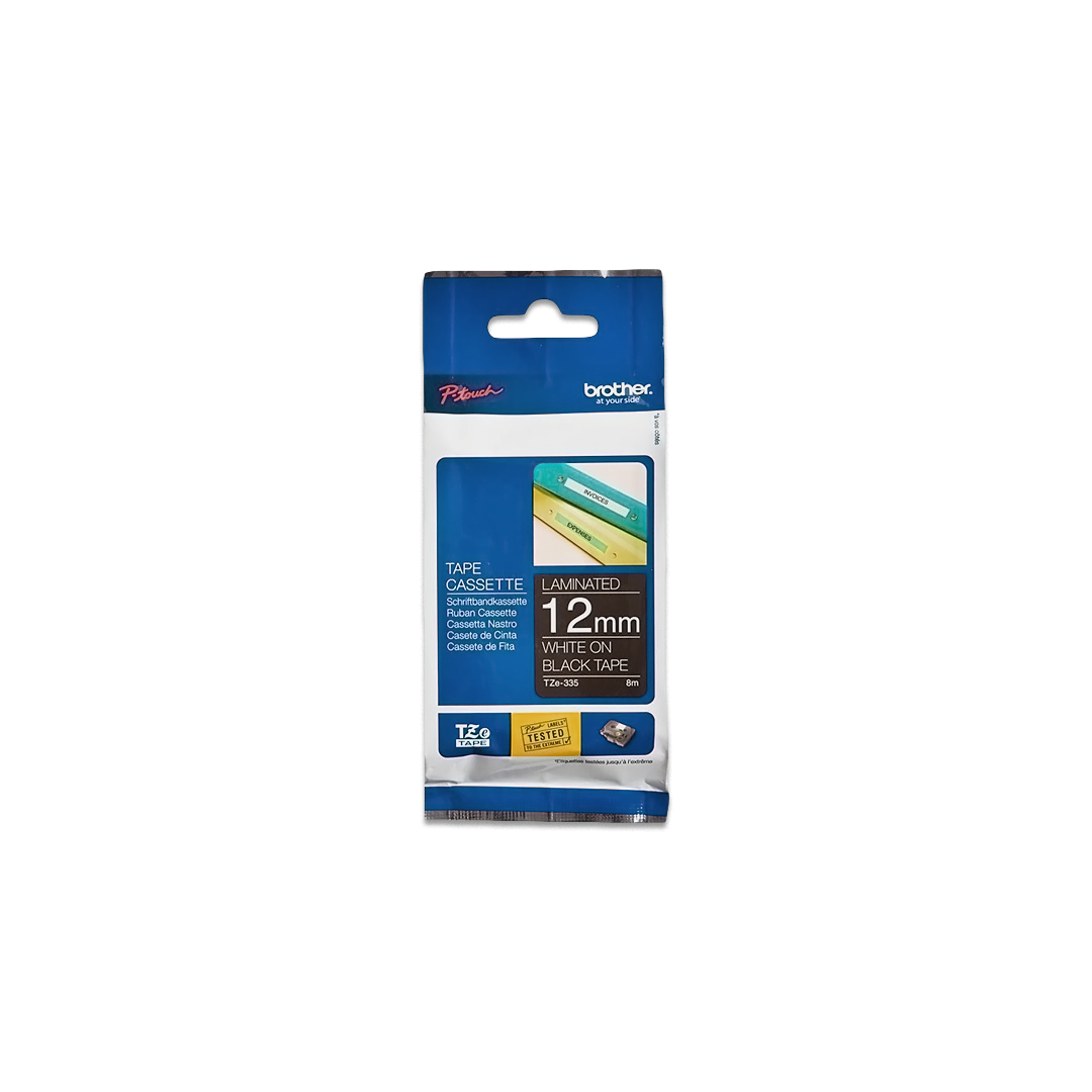 CINTA BROTHER TZE-335 FONDO NEGRO LETRA BLANCA 12MM | NT Digital
